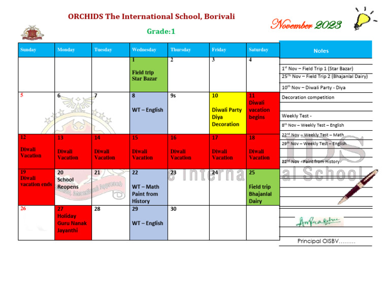 November Monthly Planner Grade 1 3 | PDF