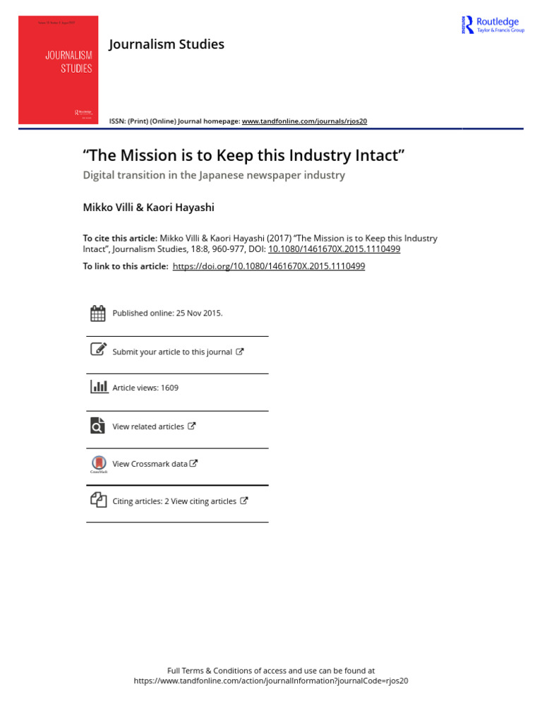 The Mission Is To Keep This Industry Intact | PDF | Newspapers | News