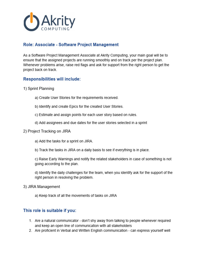 Software Project Management JD External | PDF | Communication ...