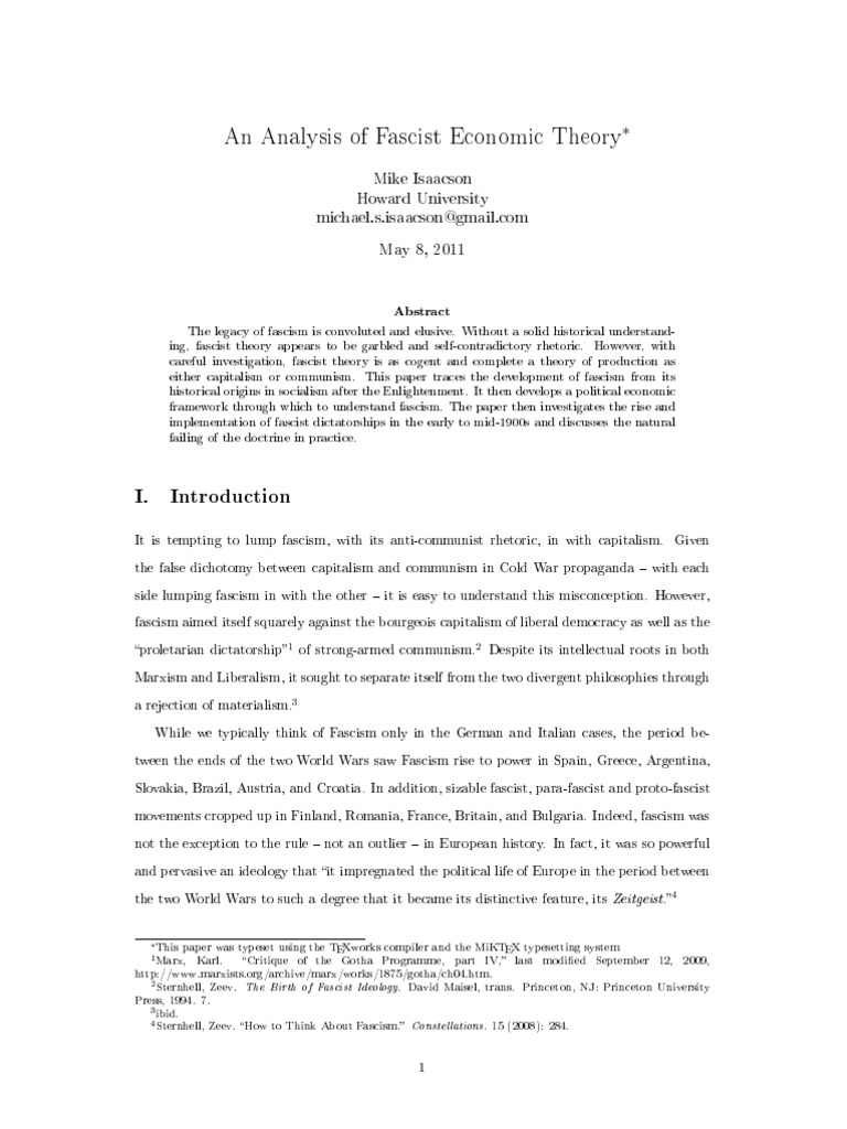An Analysis of Fascist Economic Theory | PDF | Fascism | Socialism