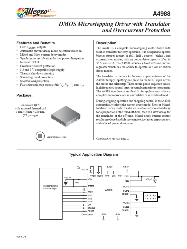 Datasheet POLOLU A4988ET | PDF | Mosfet | Electromagnetism