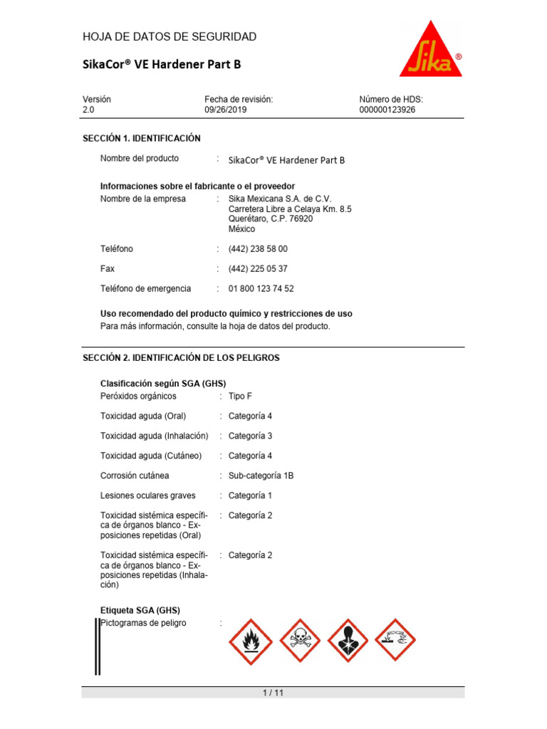 SikaCor® VE Hardener Part B | PDF | Solubilidad | Química