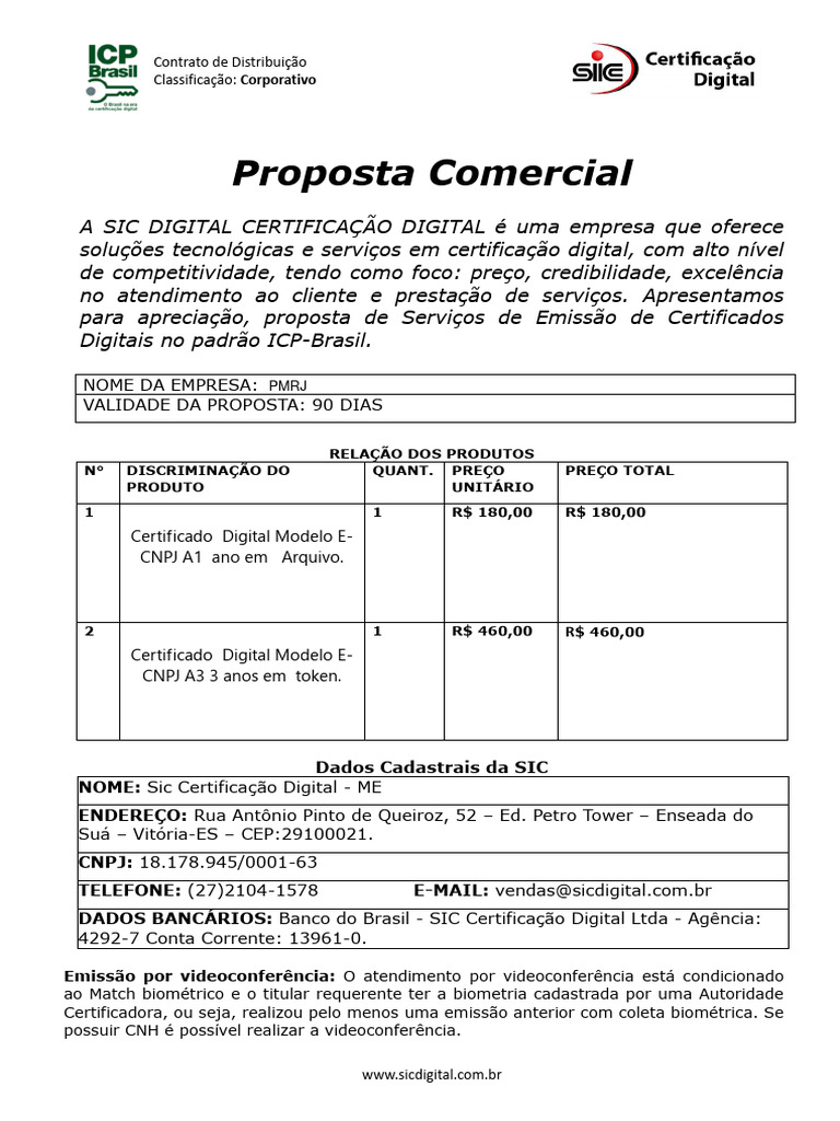 Modelo de Proposta Comercial | PDF | Certificado de chave pública | Business