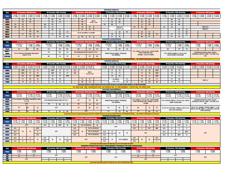 TIME TABLE - 04 Dec To 10 DEC-UPDATEDD | PDF