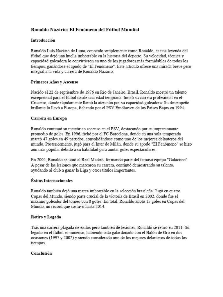 Ronaldo Nazário O Fenomeno | PDF | Negocios