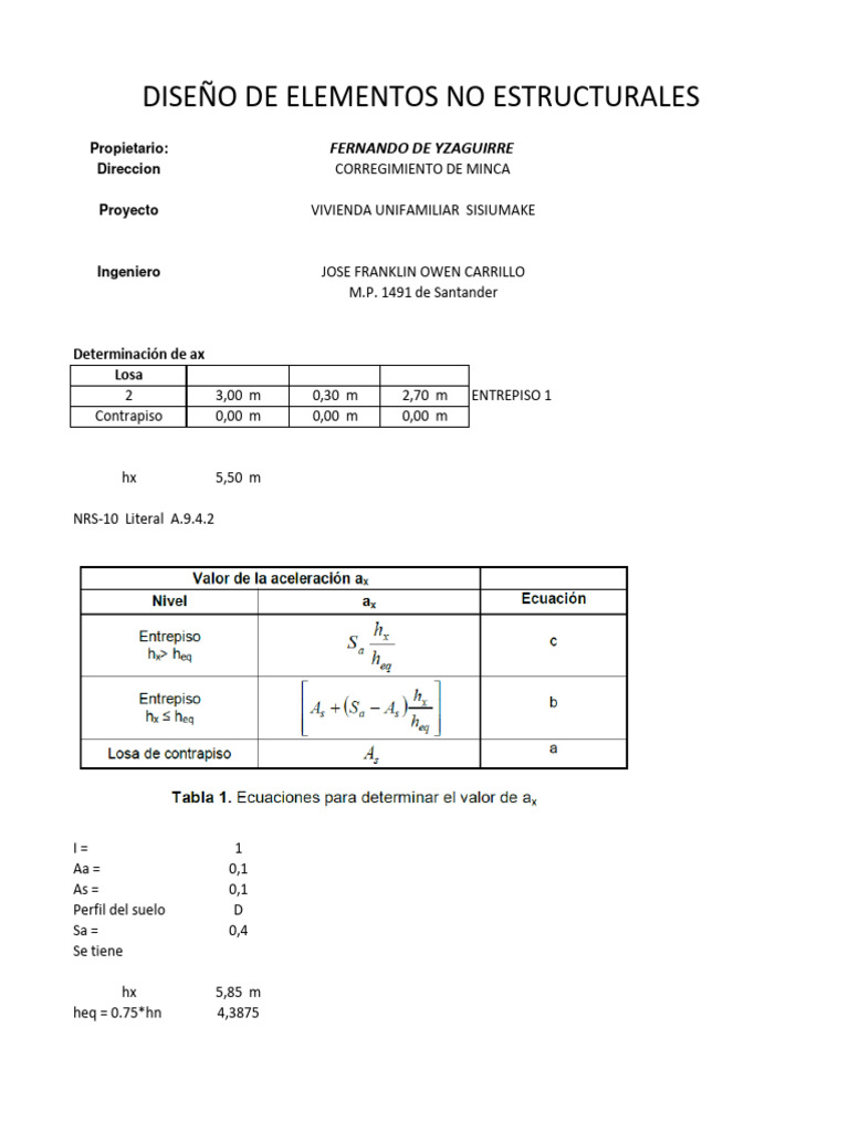 Diseño de Elementos No Estructurales NSR-10 | PDF