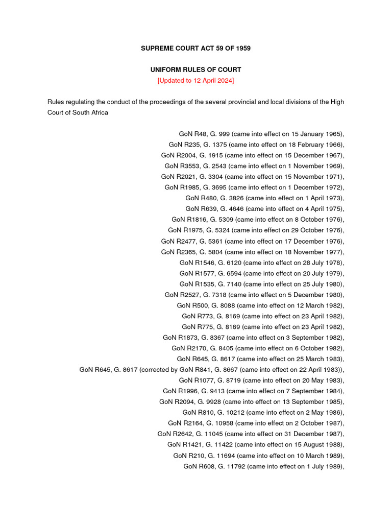 South Africa High Court Rules 2024 | PDF | Public Law | Government