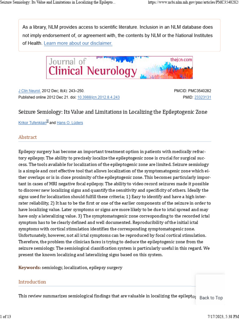 Seizure Semiology | Download Free PDF | Epilepsy | Hallucination