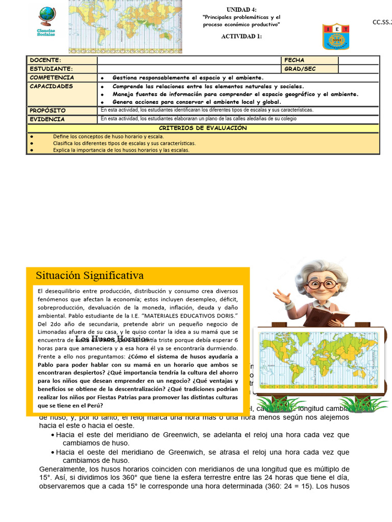 2° CC - Ss. Ficha de Actividad - Unidad 4 - Semana 1 | PDF | Hora