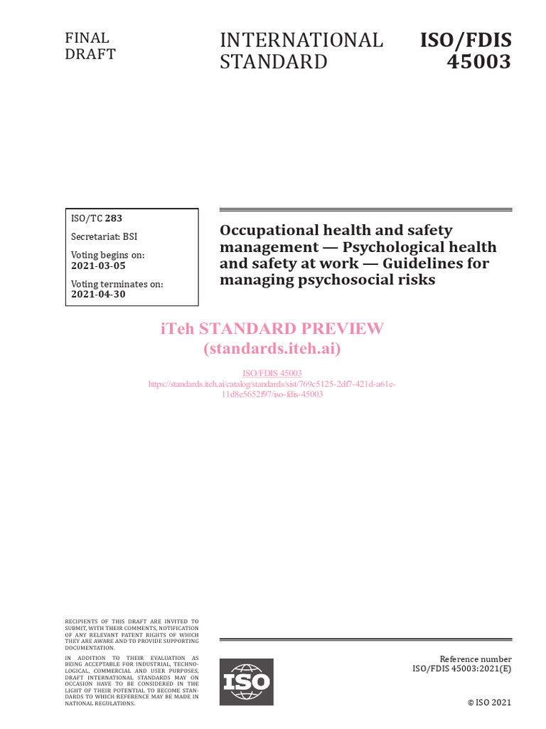 ISO-FDIS-45003 | PDF | Risk | Occupational Safety And Health