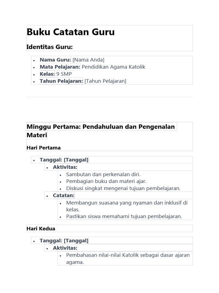 Buku Catatan Guru | PDF