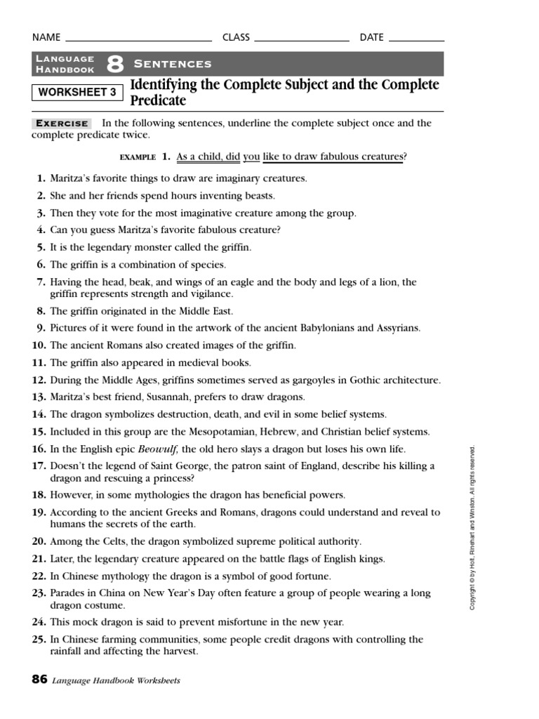 Structure of Predication 101 Activity | PDF | Dragon | Subject (Grammar)