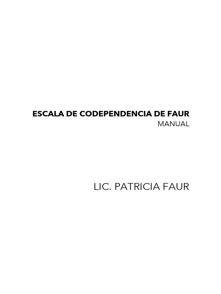 Escala de Codependencia de Faur - Manual | PDF | Investigación cuantitativa | Métodos de búsqueda