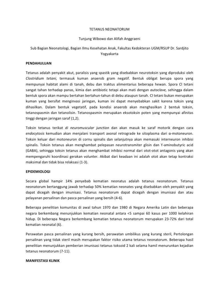 Tetanus Neonatorum | PDF