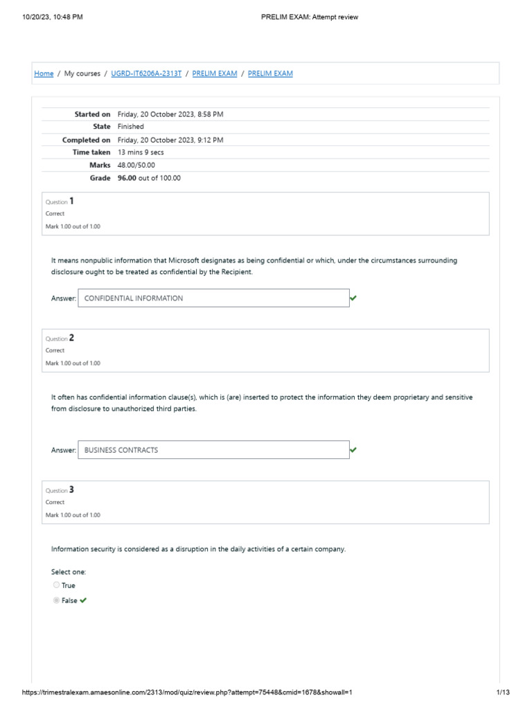It6206a Prelim Exam - Attempt Review | PDF | Information Security | Computer Security