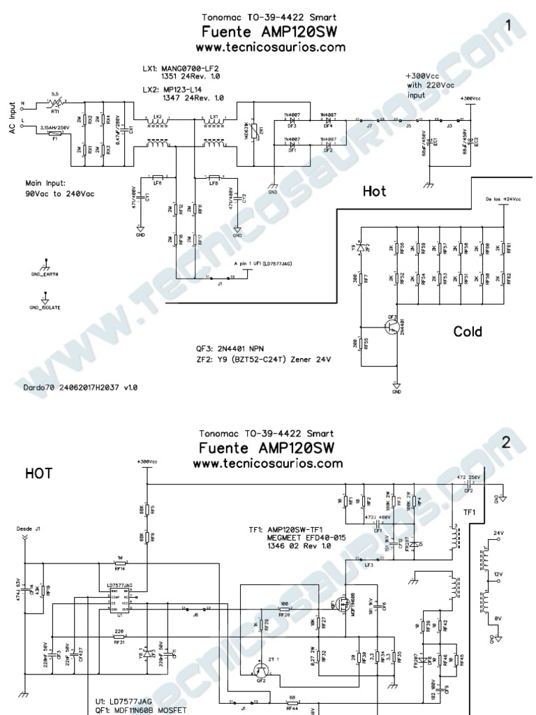 Diagrama Fuente AMP120SW - Schematic (Tonomac y Ken Brown) | PDF