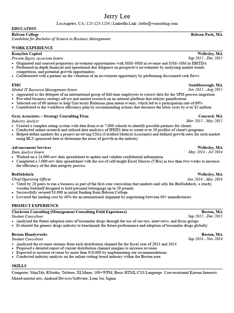 Jerry's Google Intern Resume | PDF | Financial Analyst | Investing