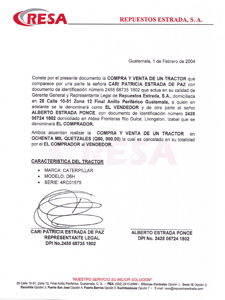 Cartas Compra Venta Maquinaria | PDF