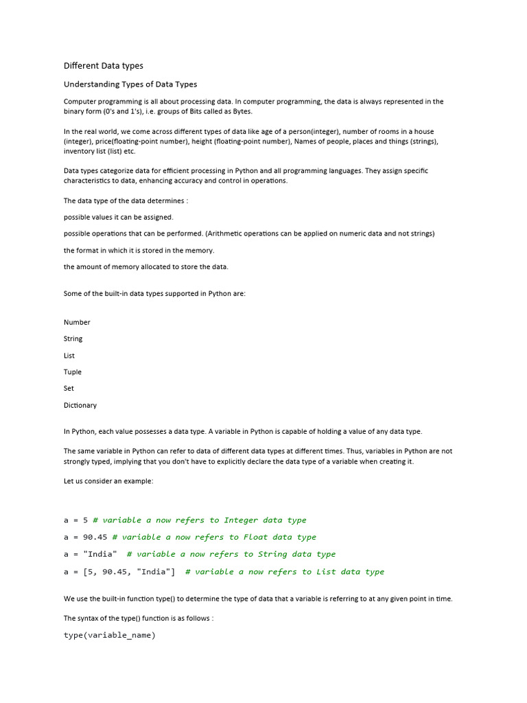 different datatypes | PDF | Data Type | String (Computer Science) different datatypes | PDF | Data Type | String (Computer Science)