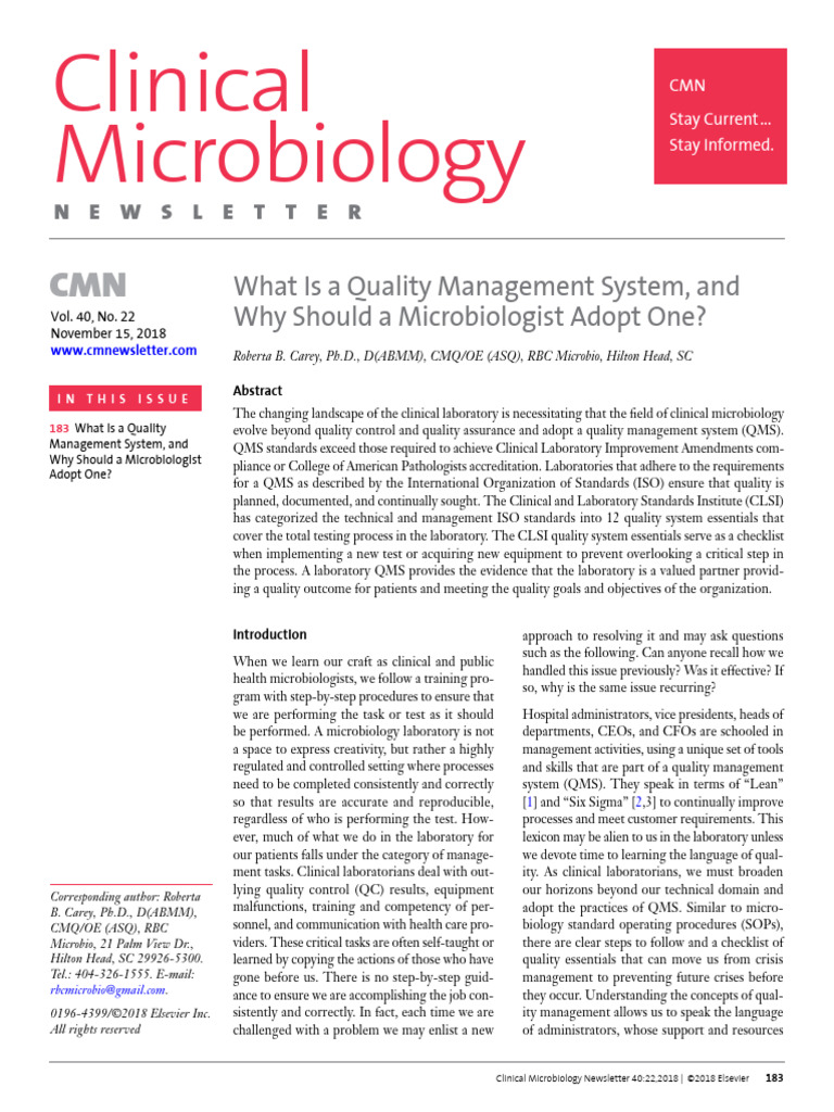 What Is A Quality Management System, and Why Should A Microbiologist ...
