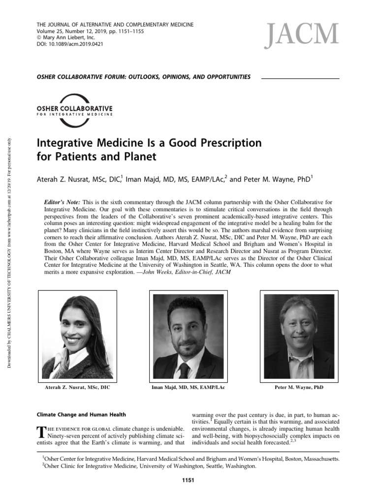 Integrative Medicine Is A Good Prescription For Patients and Planet ...