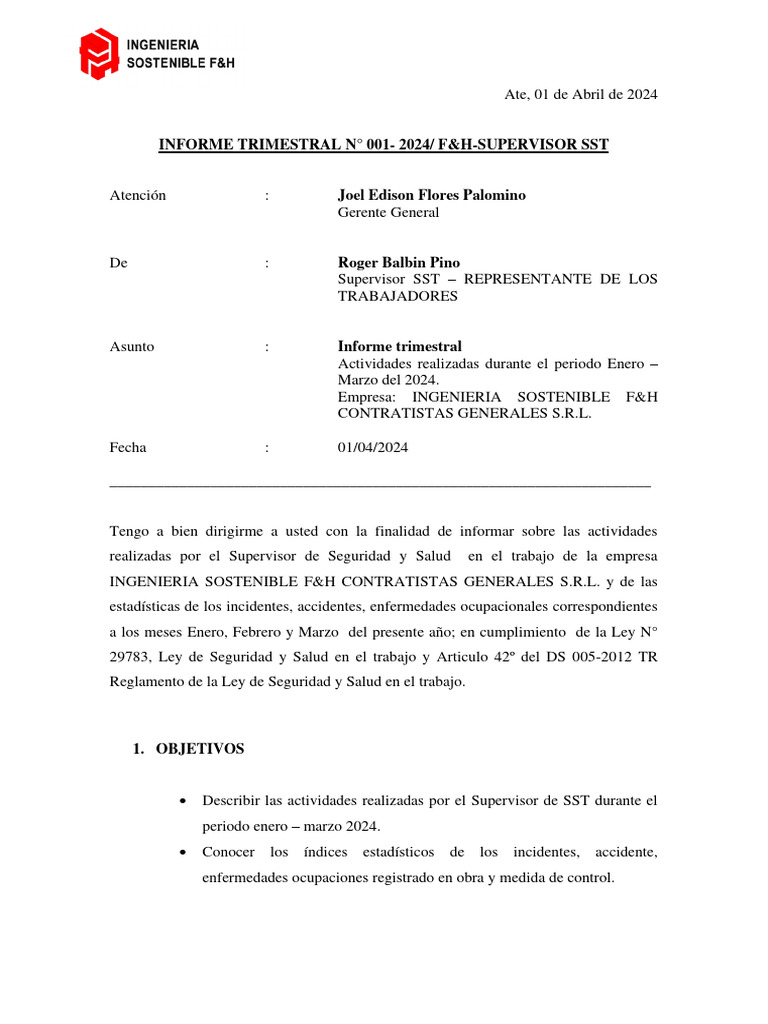 Informe Trimestral N 001 | PDF | Negocios