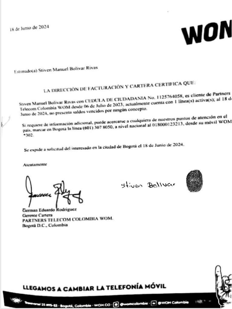 Paz y Salvo Wom | PDF