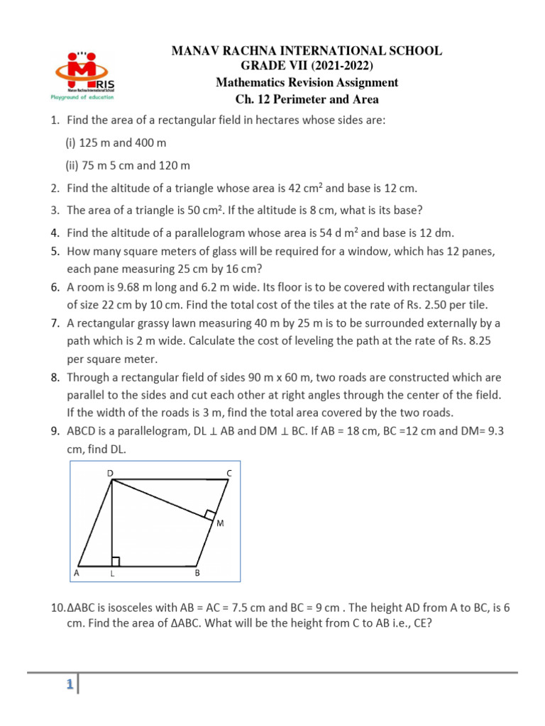 Ch12 Perimeter and Area Revision | PDF