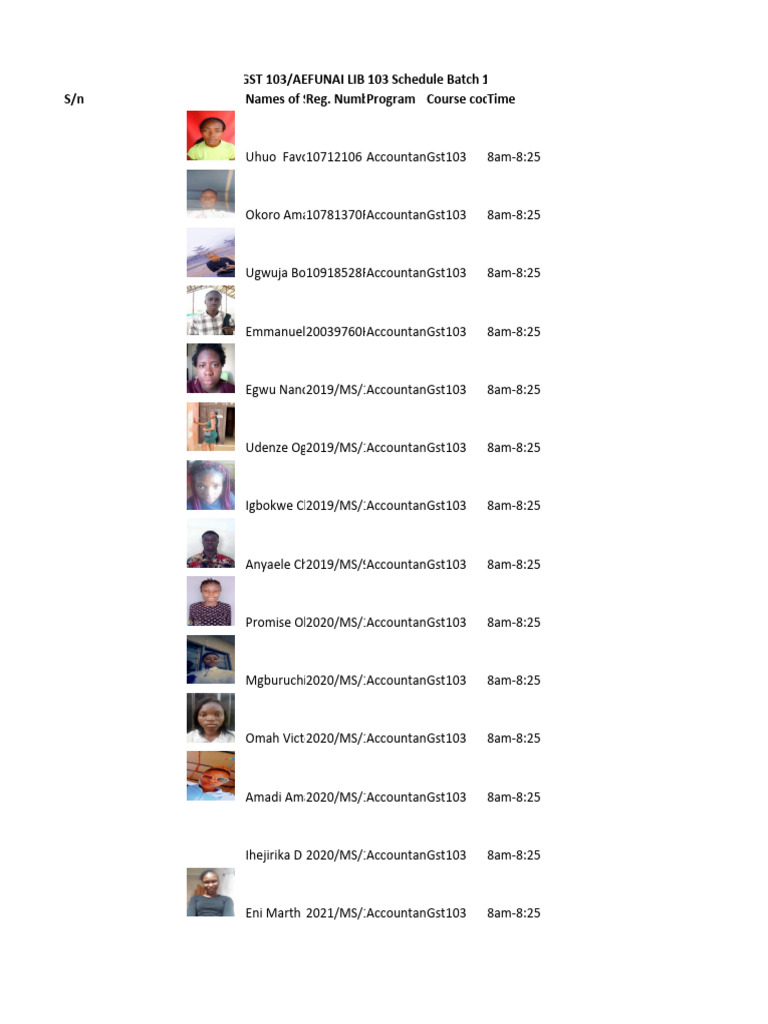 GST103 Schedule 2024 | PDF | Igbo People