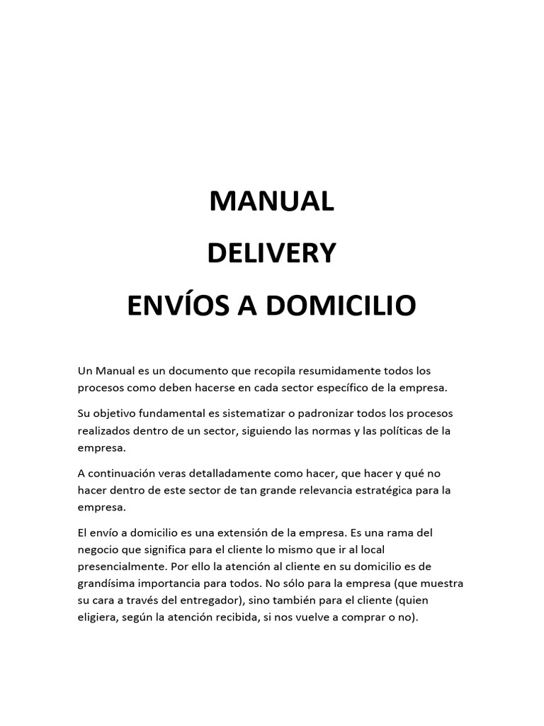 MANUAL+DELIVERY | PDF | Entrega (Comercio) | Business