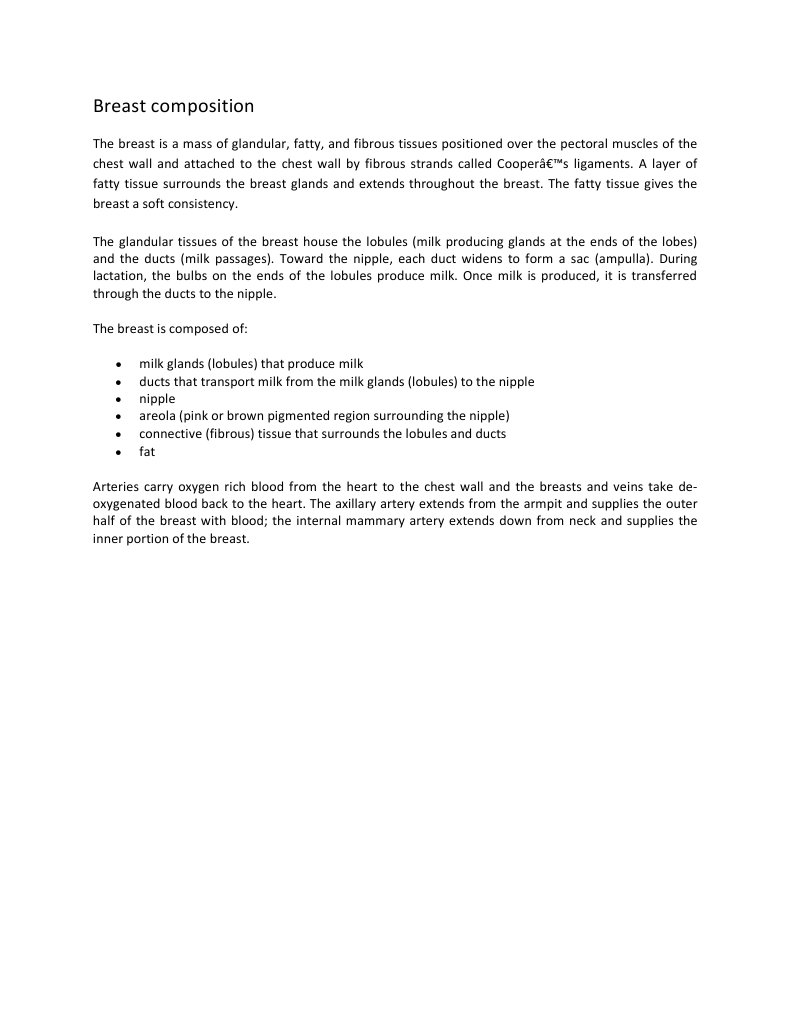 Breast Composition and Milk Analysis | PDF