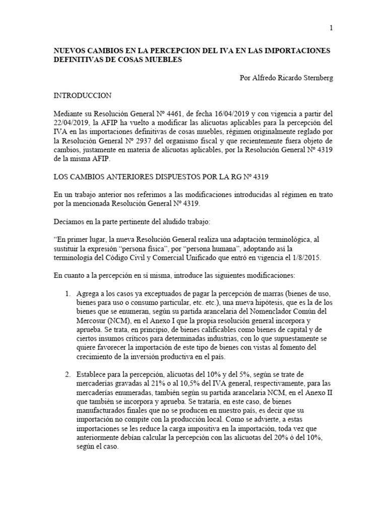 Nuevos Cambios en La Percepcion Del Iva en Las Importaciones ...