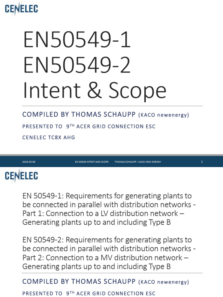 CENELEC Additional EN50549 Scope-Intent 180307 1530 | PDF | Electrical ...