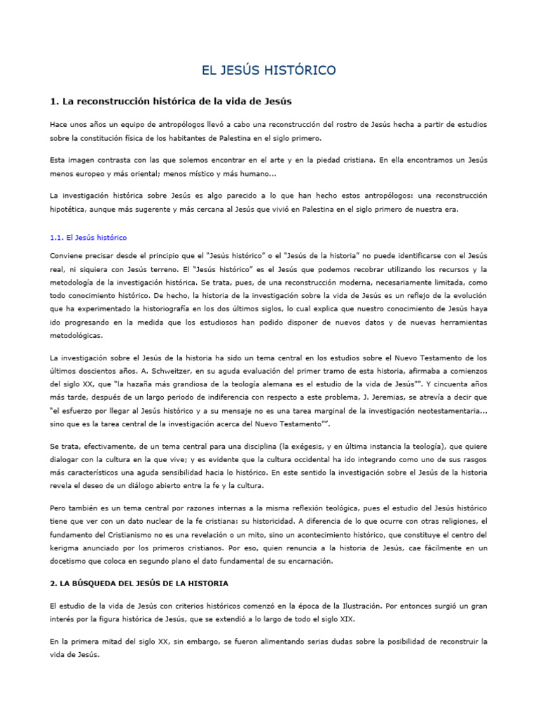 El Jesús Histórico | PDF | Jesús | Evangelios