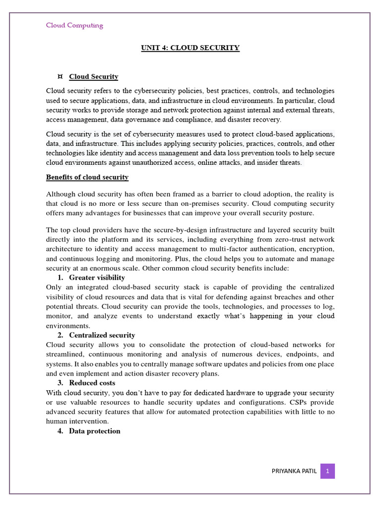 Unit 4 Cloud Security Pdf Security Computer Security