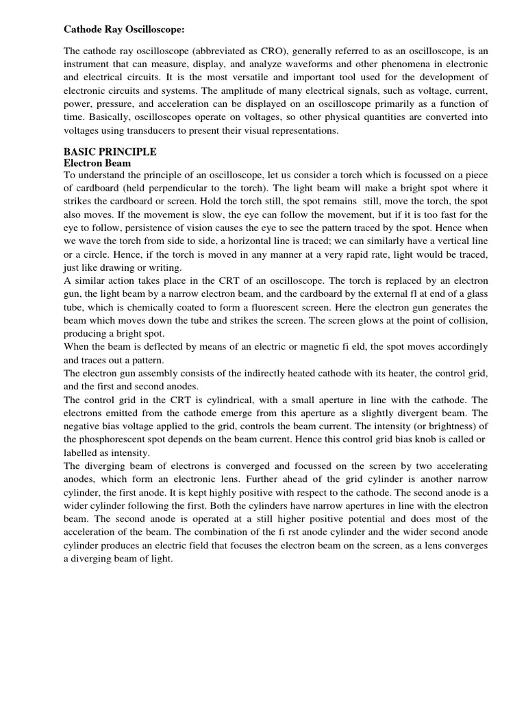 Unit-2 CRO | PDF | Vacuum Tube | Phase (Waves)
