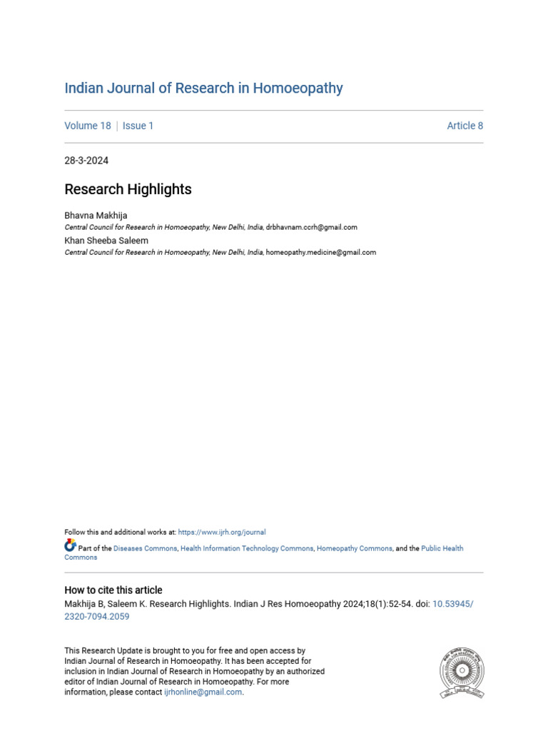 Research Highlights | PDF | Homeopathy | Placebo