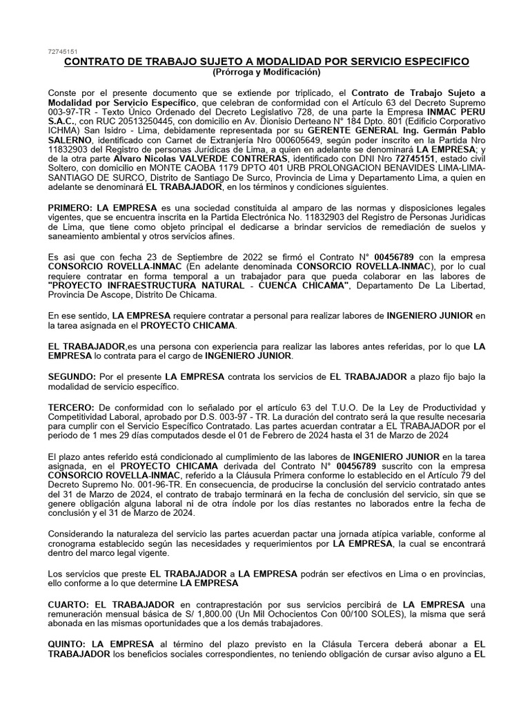 Valverde Contreras Alvaro Nicolas | PDF | Derecho laboral | Business