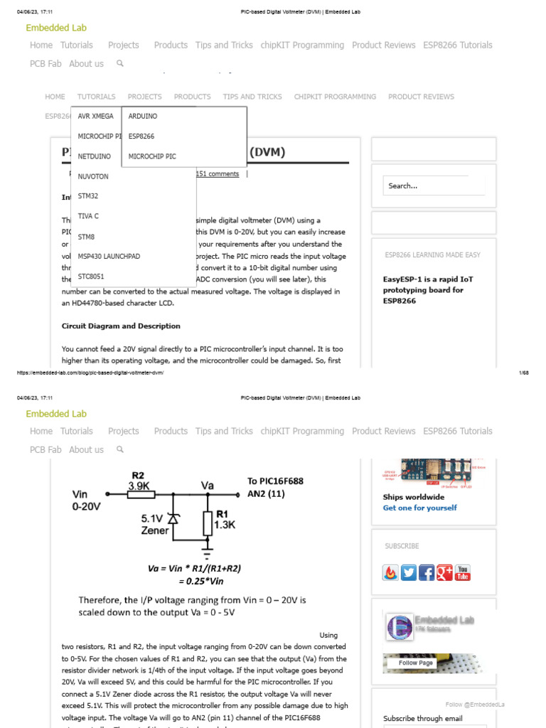 PIC-based Digital Voltmeter (DVM) - Embedded Lab | PDF | Analog To ...