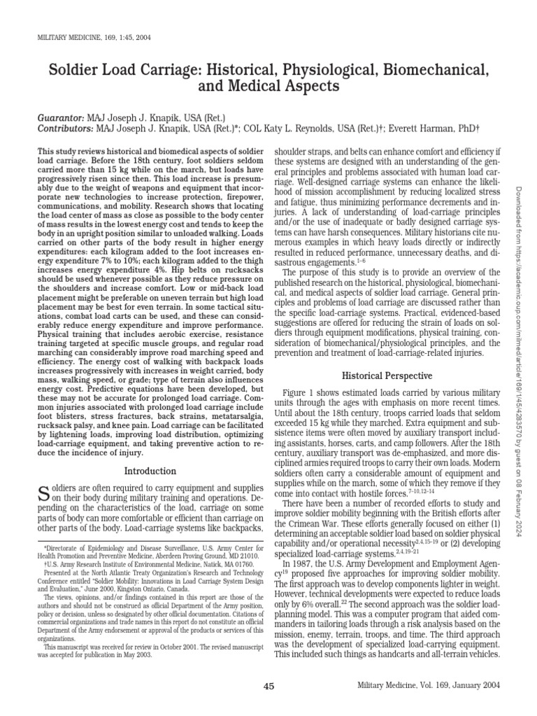 Soldier Load Carriage Historical | PDF | Backpack