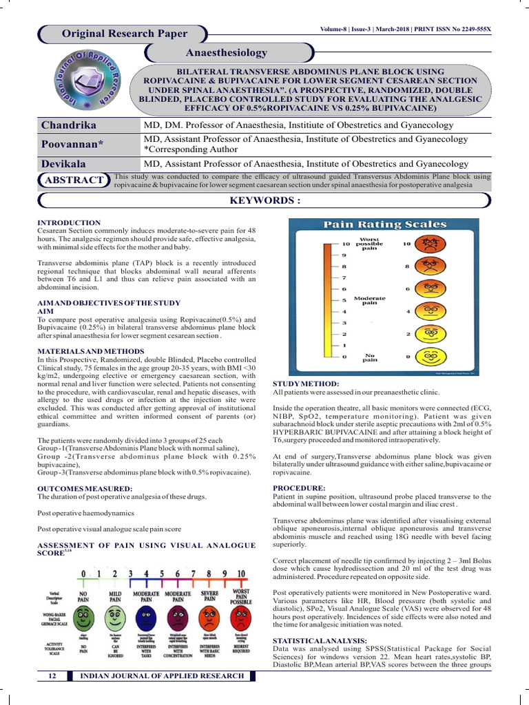 PDF Bilateral Transverse Abdominal Plane Block Ropi and Bupivacaine in ...