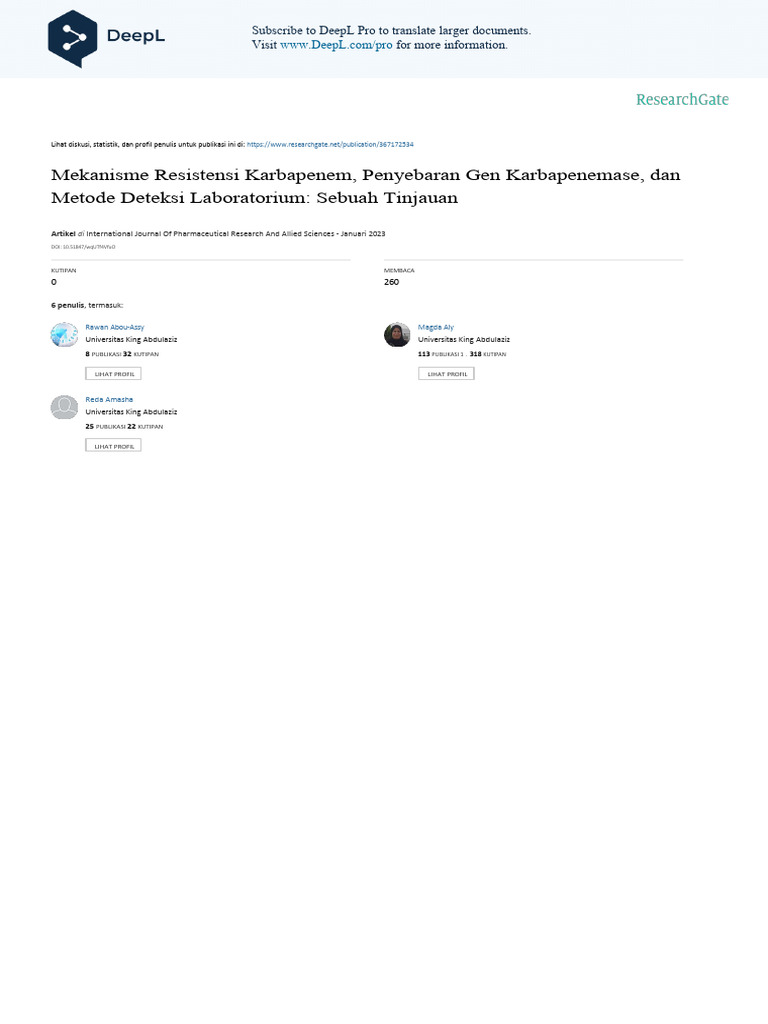 (IND) Metode Diagnostik Abou-Assy Carbapenem - Resistance - Mechanisms ...