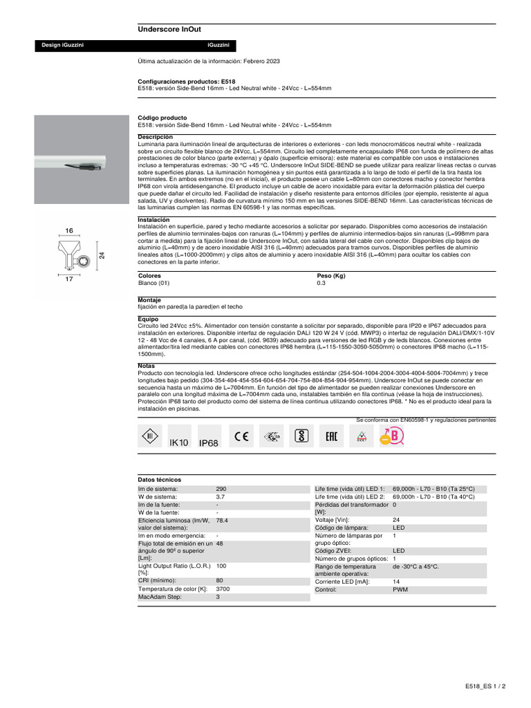 Underscore Inout: Configuraciones Productos: E518 | PDF | Diodo emisor de luz | Conector eléctrico