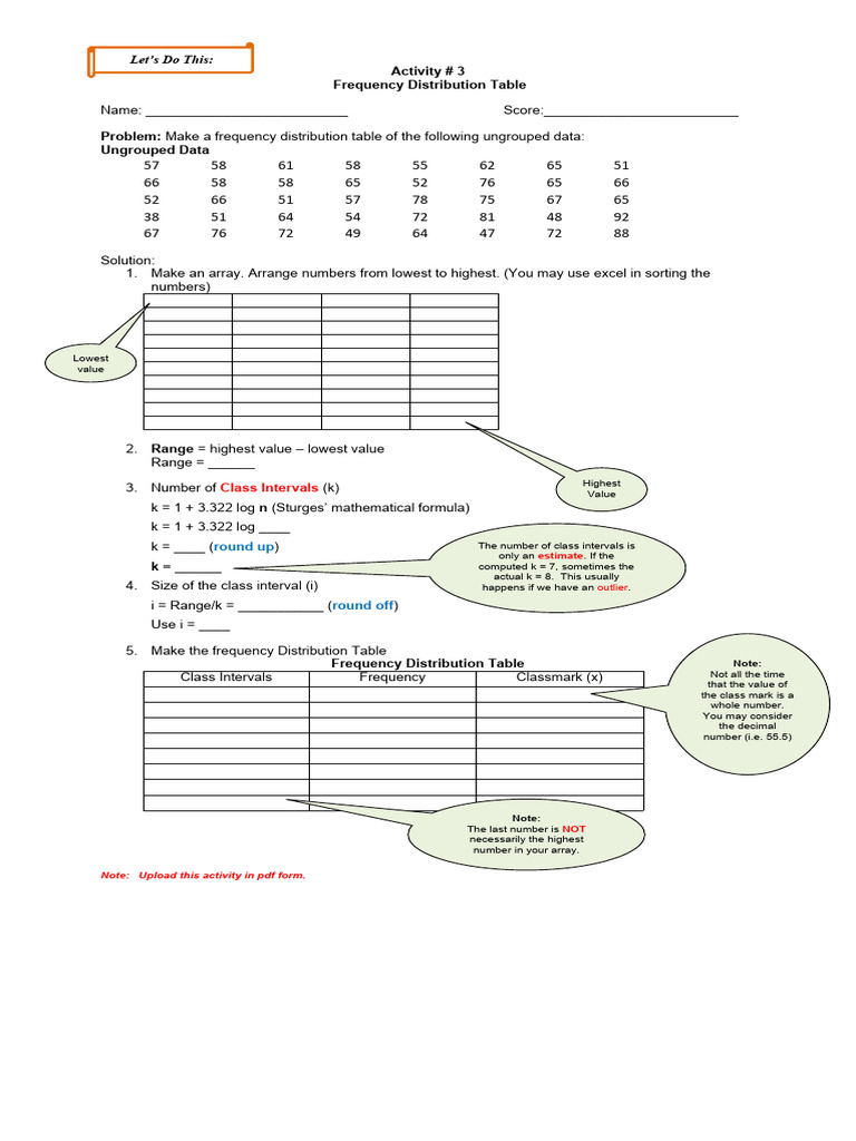 Activity 3 (Frequency Distribution Table) 1st Sem 2021 | PDF ...