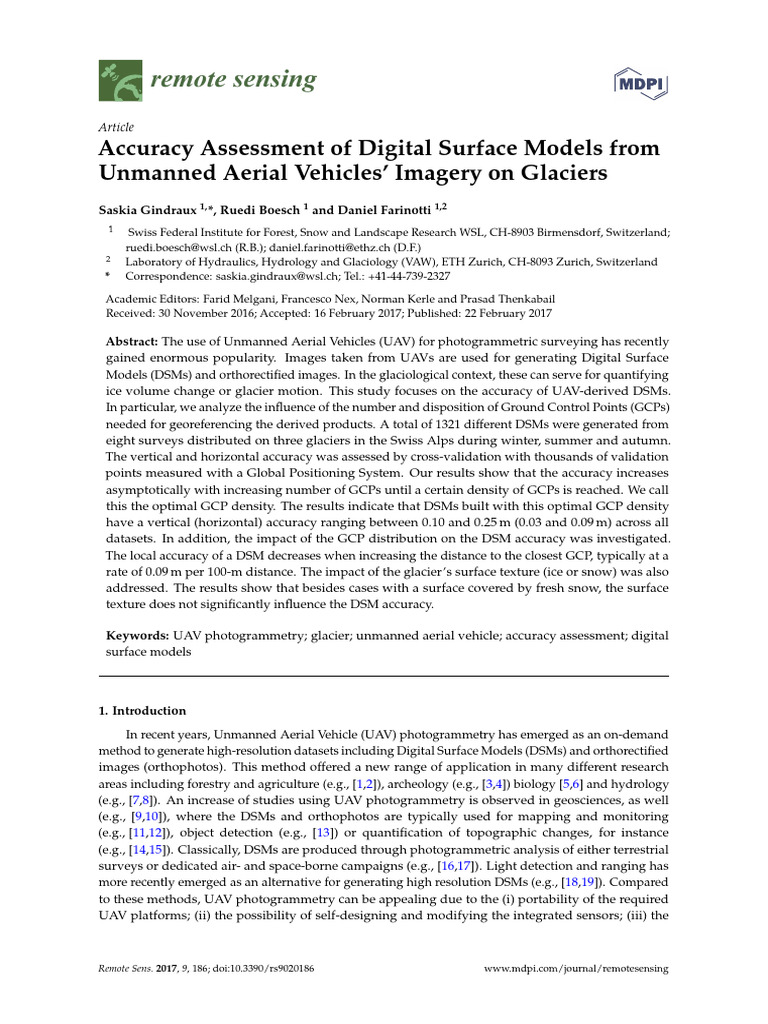 Accuracy Assessment of Digital Surface Models From | Download Free PDF | Lidar | Unmanned Aerial ...