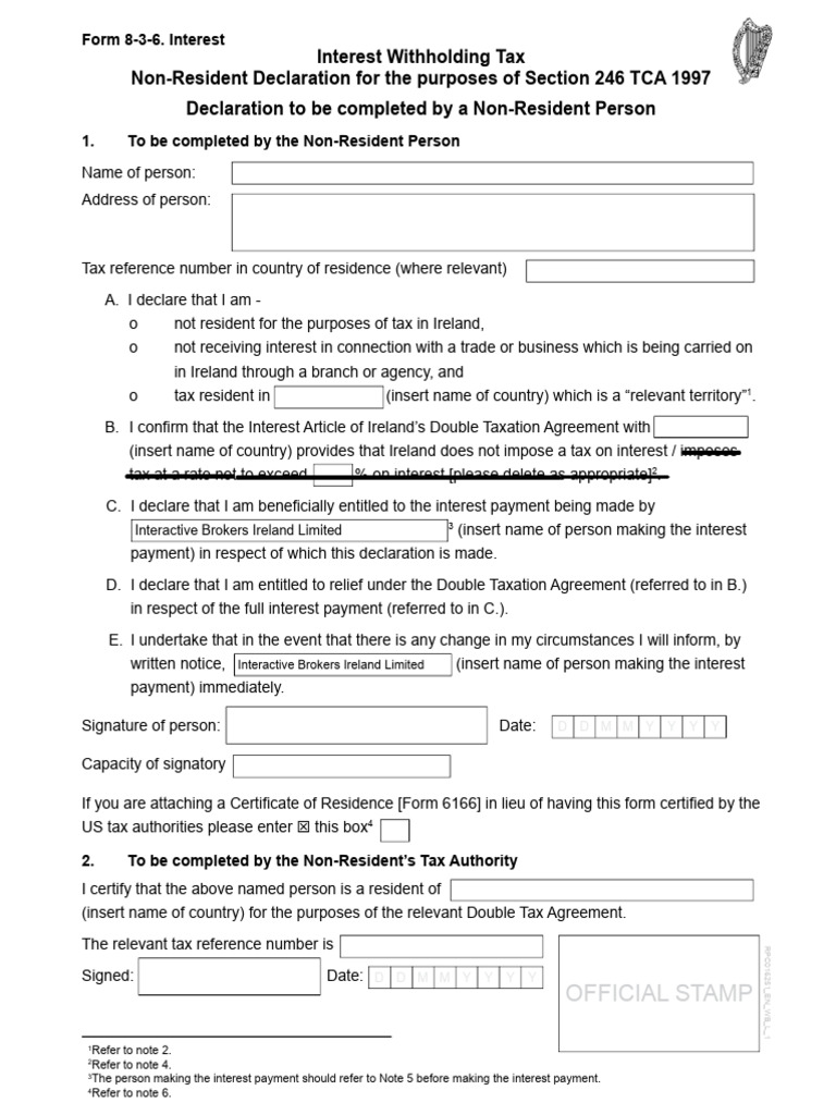 Form 8-3-6 Interest - Zero Interest Under DTA | PDF