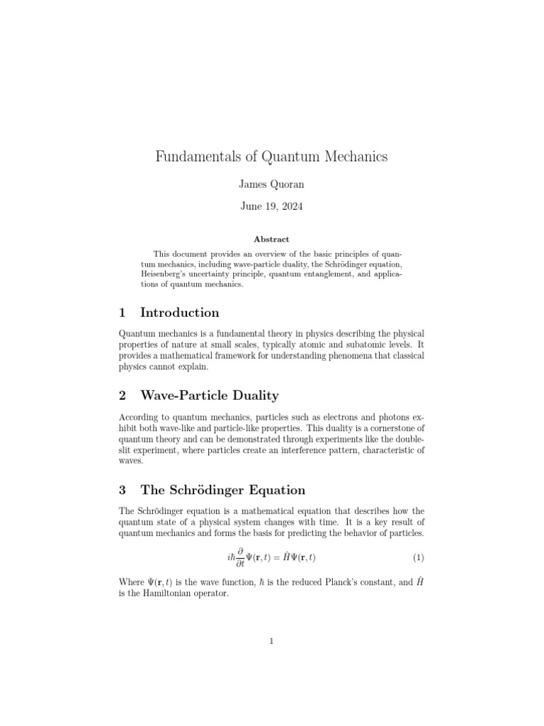 John Quoran Lecture 1 | PDF | Quantum Mechanics | Uncertainty Principle