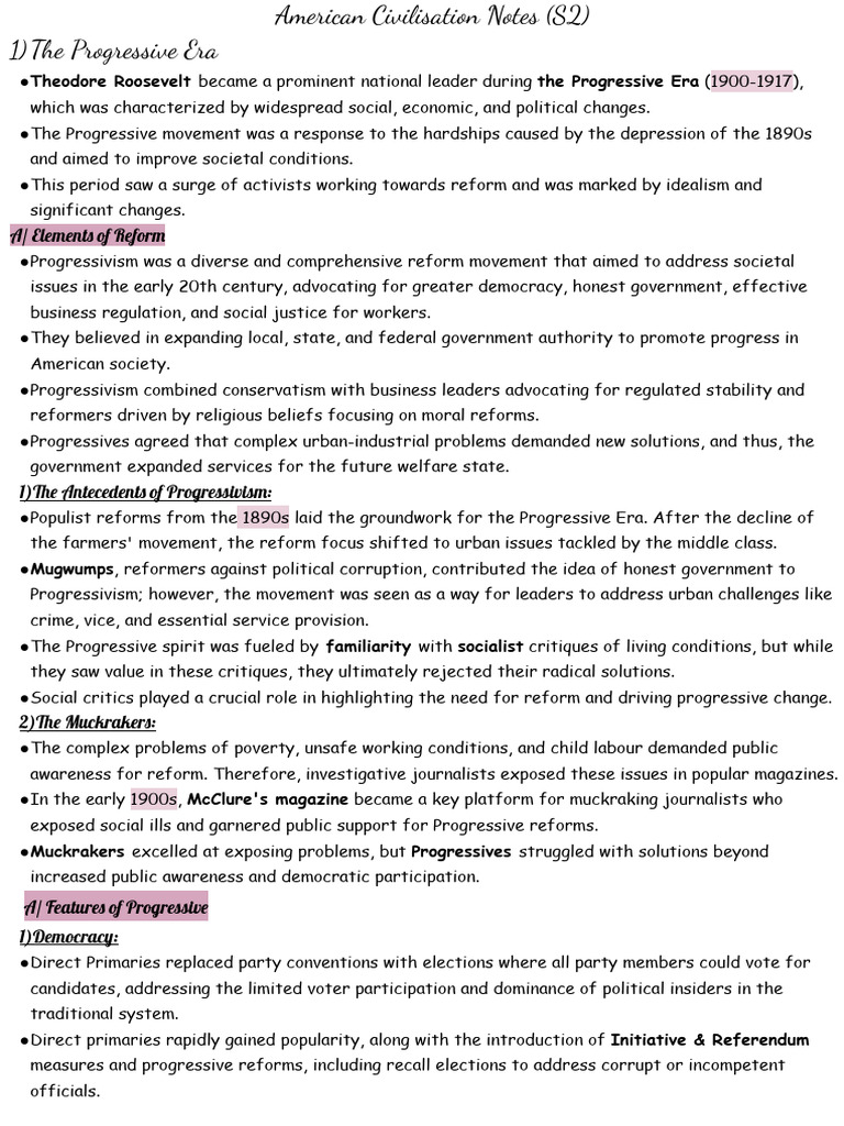 Progressive Era Overview and Reforms | PDF | Progressivism ...