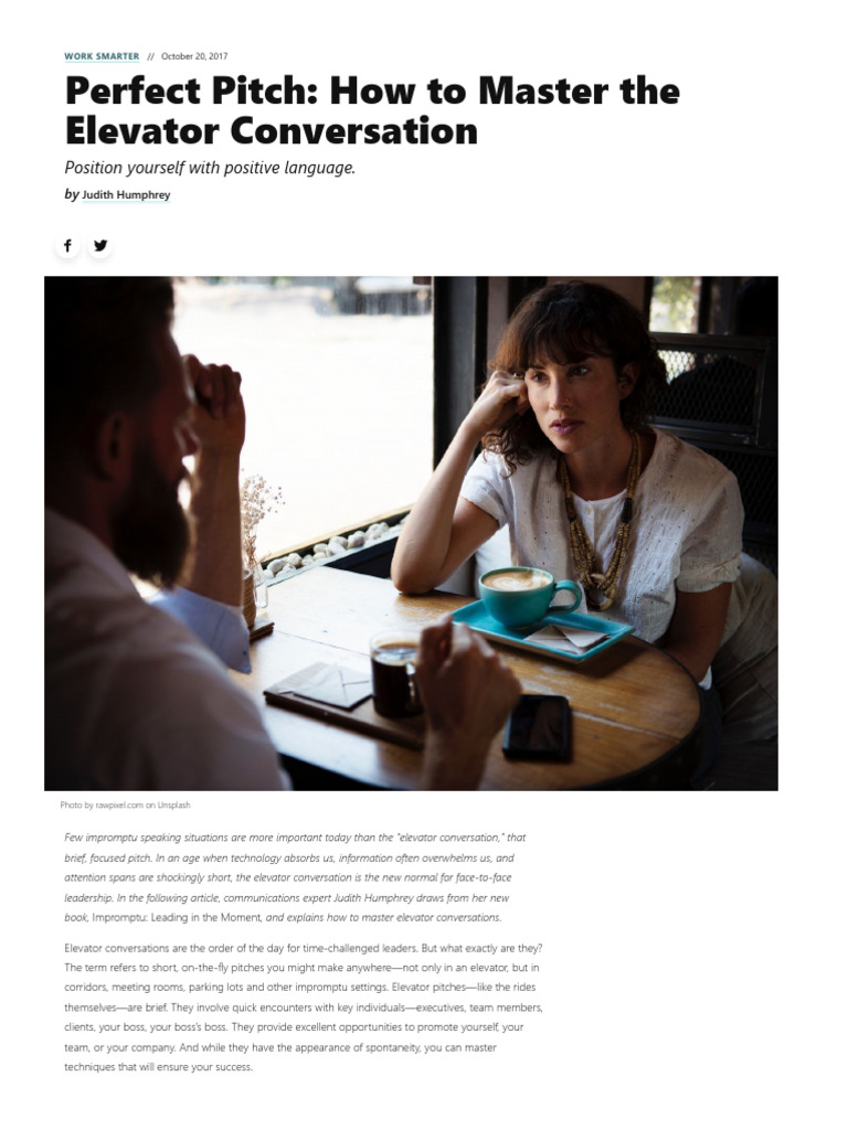 Perfect Pitch_ How to Master the Elevator Conversation _ Thrive Global ...