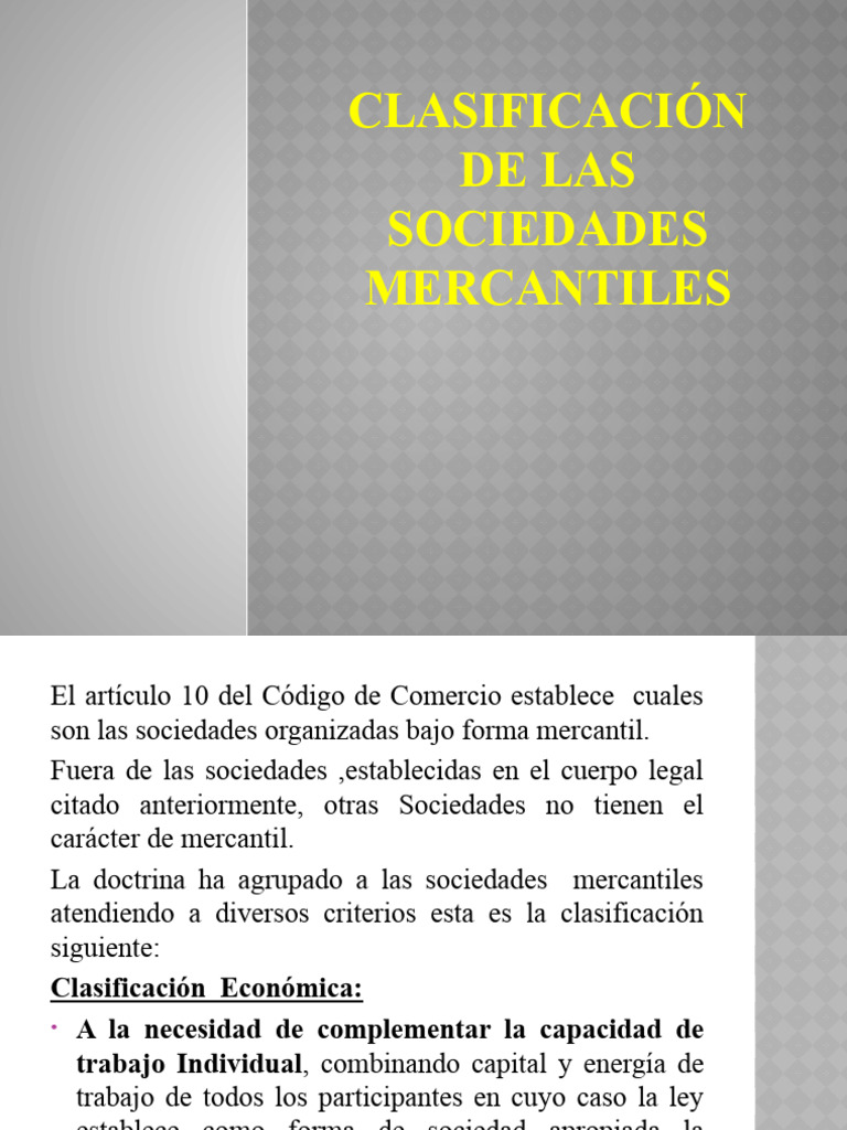 Clasificación de Las Sociedades Mercantiles | PDF | Sociedad | Sociedad de responsabilidad limitada